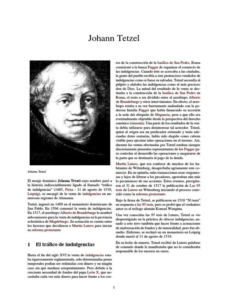 Johann Tetzel y el tráfico de indulgencias | PDF | Iglesia Católica ...