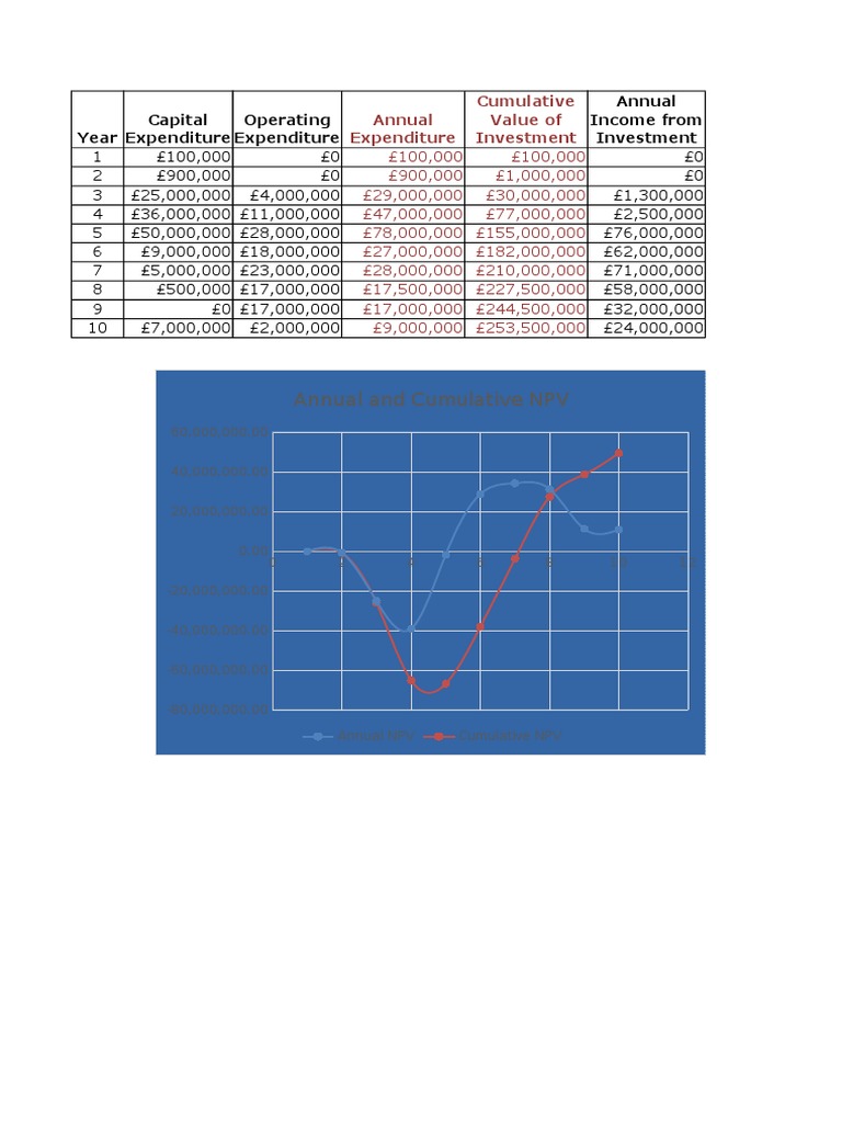 Annual and Cumulative NPV Analysis | PDF