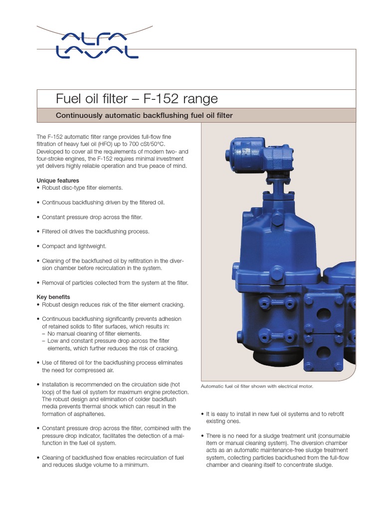 Alfa Laval Fuel Oil Filter PDF | PDF | Filtration | Diesel Engine