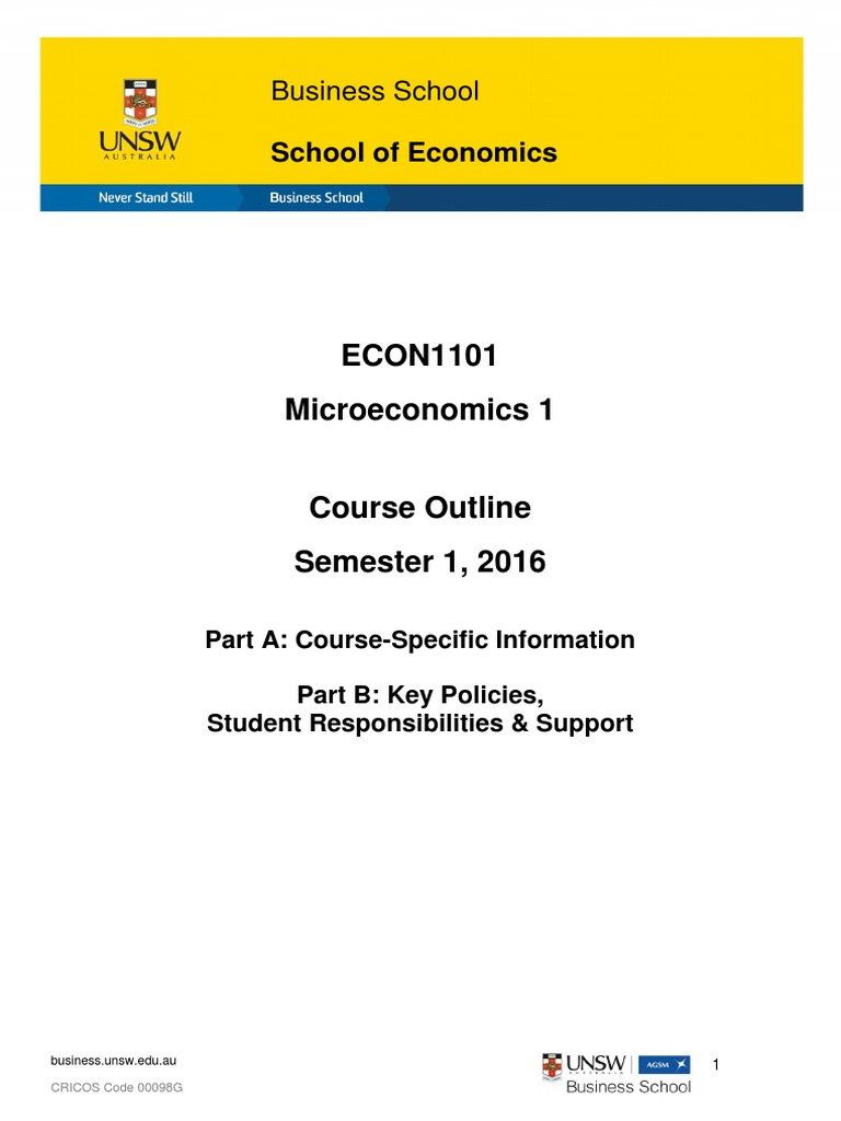ECON1101 Microeconomics 1 PartsAandB S12016 | PDF | Test (Assessment ...