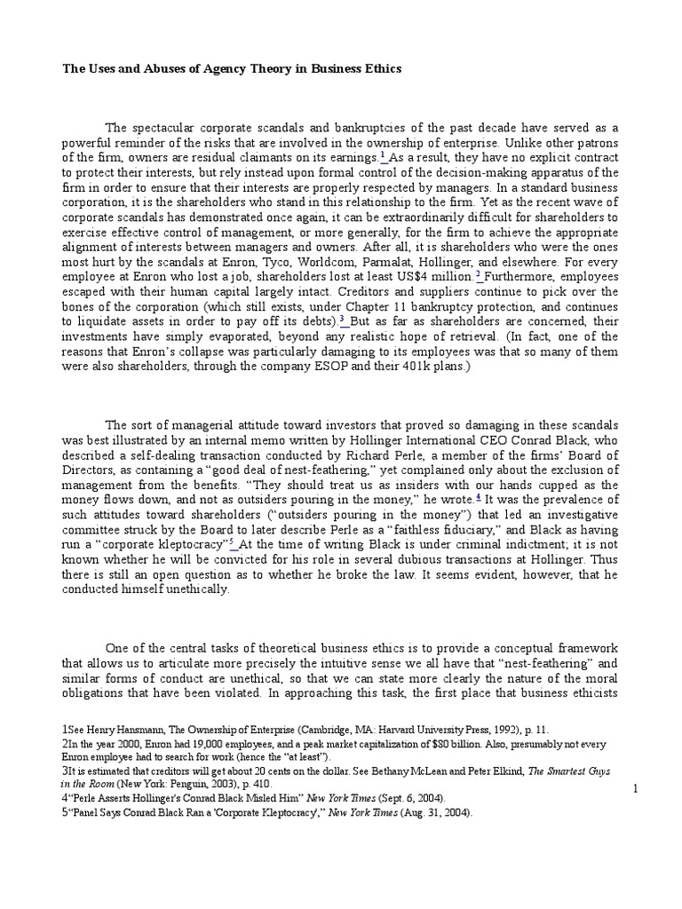 Agency Theory | PDF | Game Theory | Economics