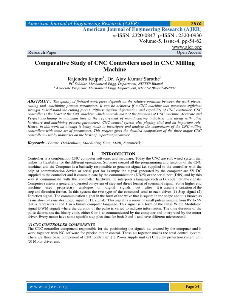 Comparative Study of CNC Controllers Used in CNC Milling Machine | PDF ...