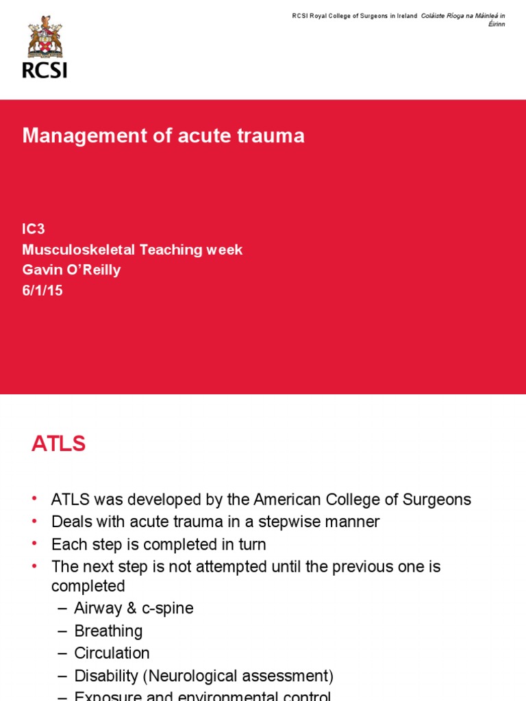 ATLS Guidelines for the Management of Acute Trauma | PDF | Thorax ...