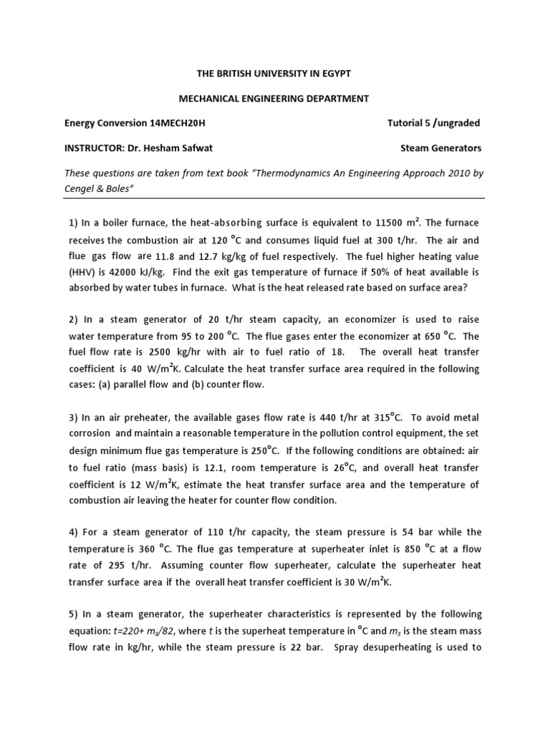 Tutorial 5 Steam Generators | Download Free PDF | Boiler | Steam