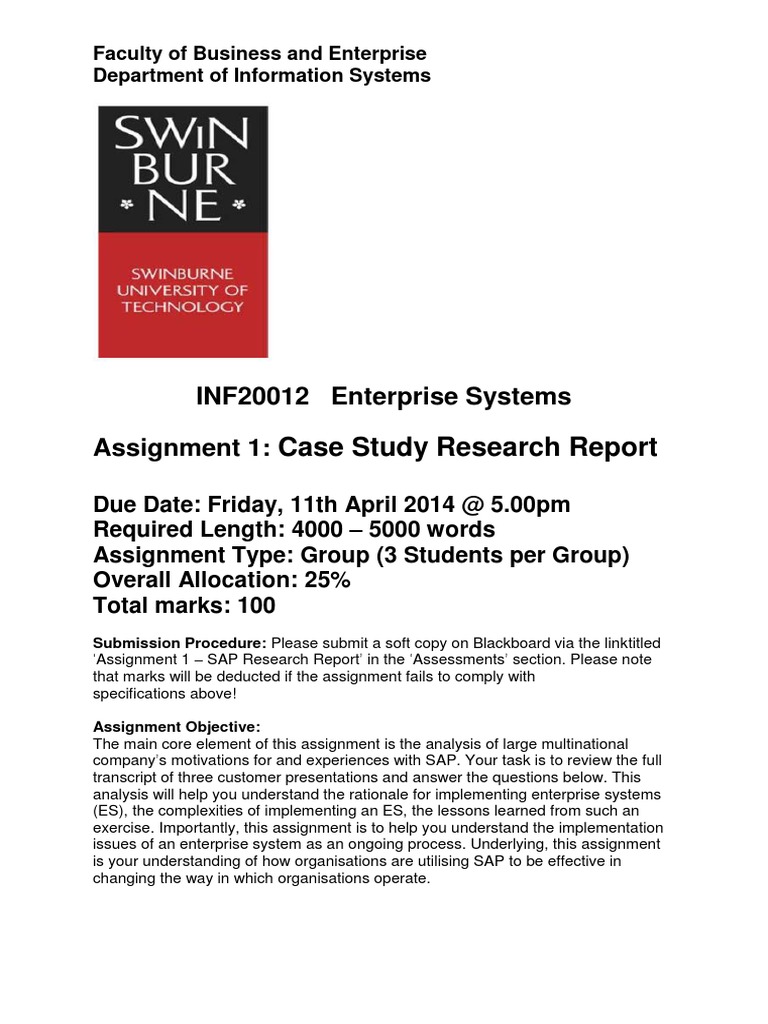 INF20012 Assignment1 SAP Research Report | PDF | Sap Se | Enterprise ...