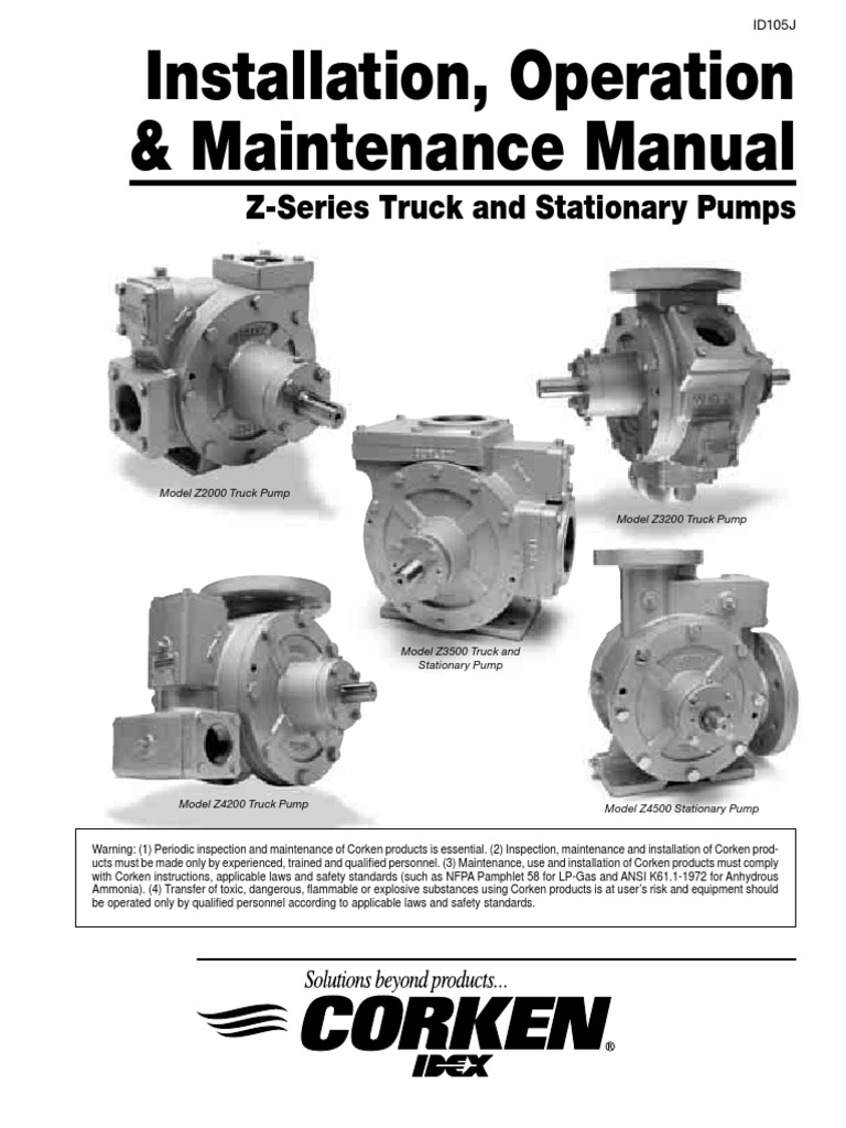 Z3500 Corken Pumps Manual Operatin Instalation PDF | PDF | Pump | Valve