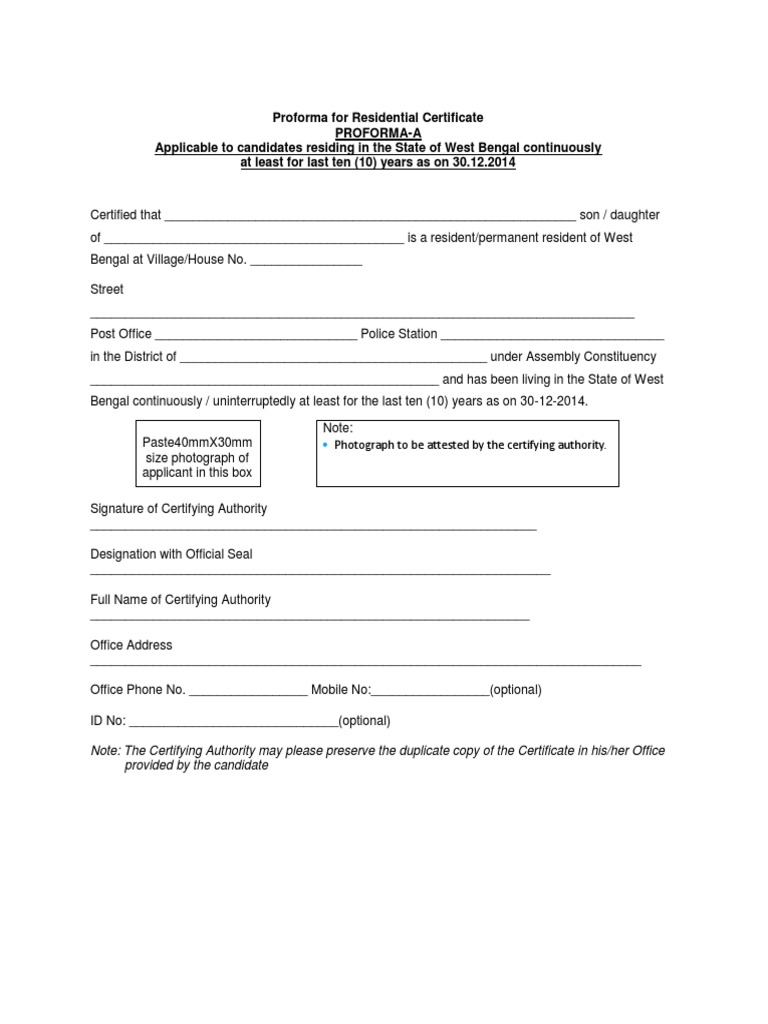 Residential Certificate Form | PDF | Computing And Information Technology