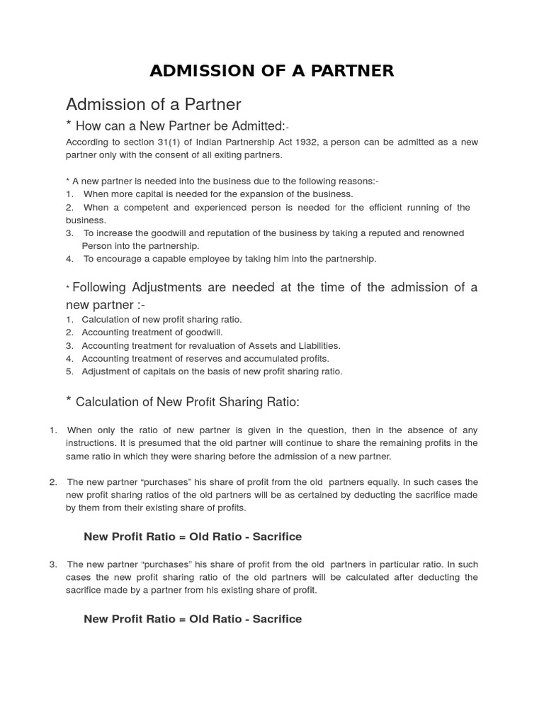 Admission of a Partner Assignment 3 | Debits And Credits | Partnership