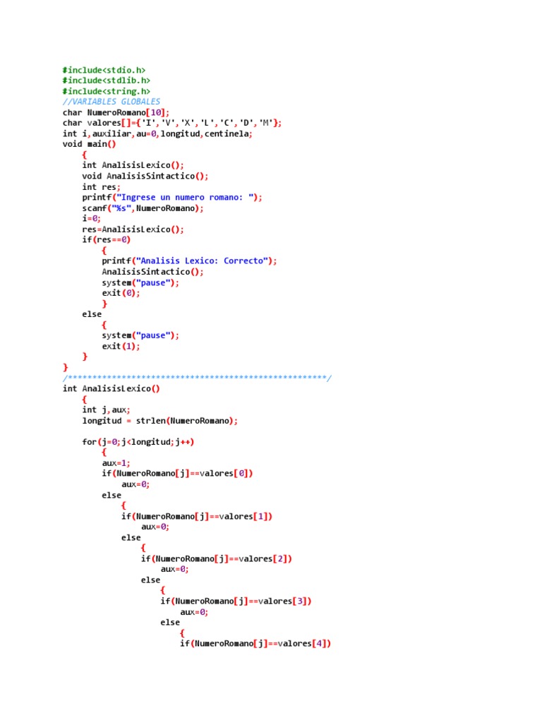 Validador de Números Romanos en C | PDF | Programación de computadoras ...