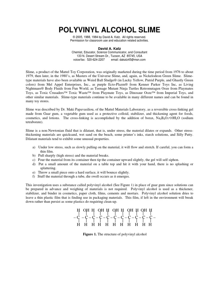 PVA Slime | PDF | Materials | Chemistry