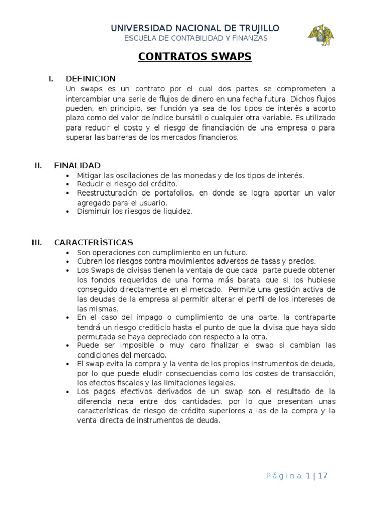 Informe Contratos Swaps y Forwards | PDF | Swap (Finanzas) | Interés