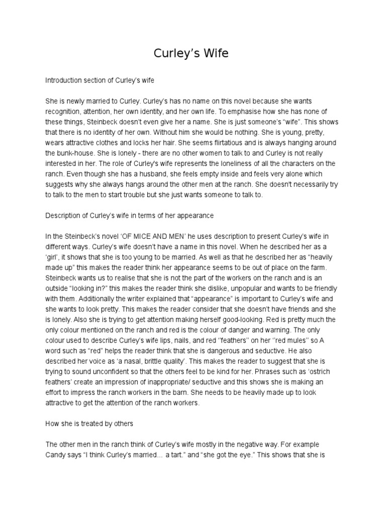 Curley's Wife Final Note | PDF