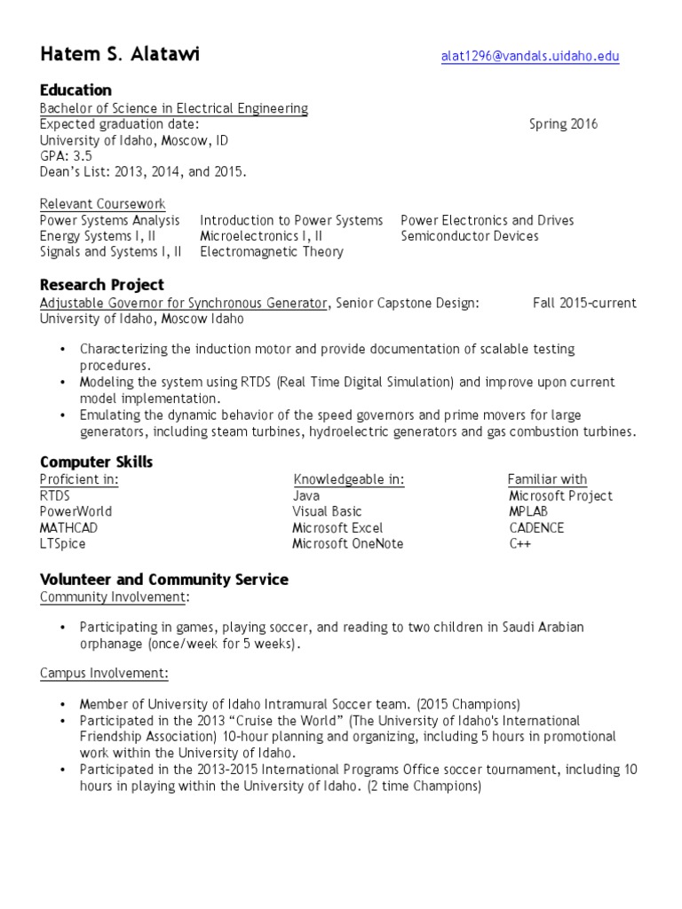 Electrical Engineering Student Profile | PDF