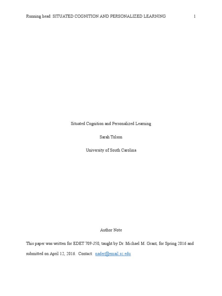 Personalized Learning and Situated Cognition Theory | PDF | Educational ... Personalized Learning and Situated Cognition Theory | PDF | Educational ...