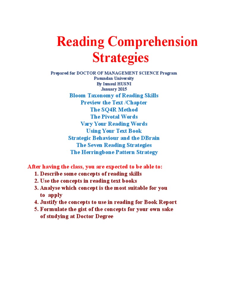 Reading StrategieS Jan 2015 | PDF | Reading Comprehension | Reading ...