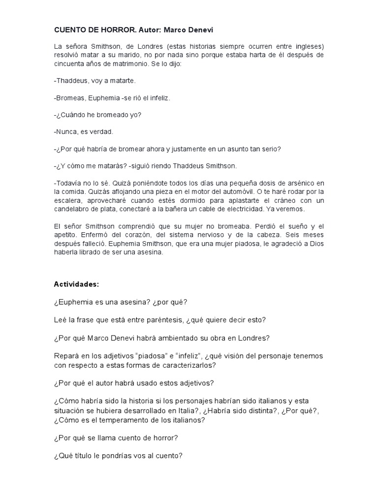 Cuento de Horror Marco Denevi | PDF