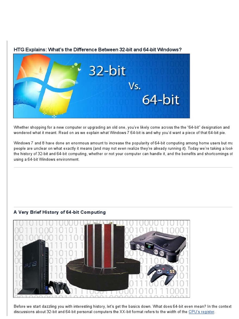32-Bit and 64-Bit Windows | Download Free PDF | 64 Bit Computing | Windows 7