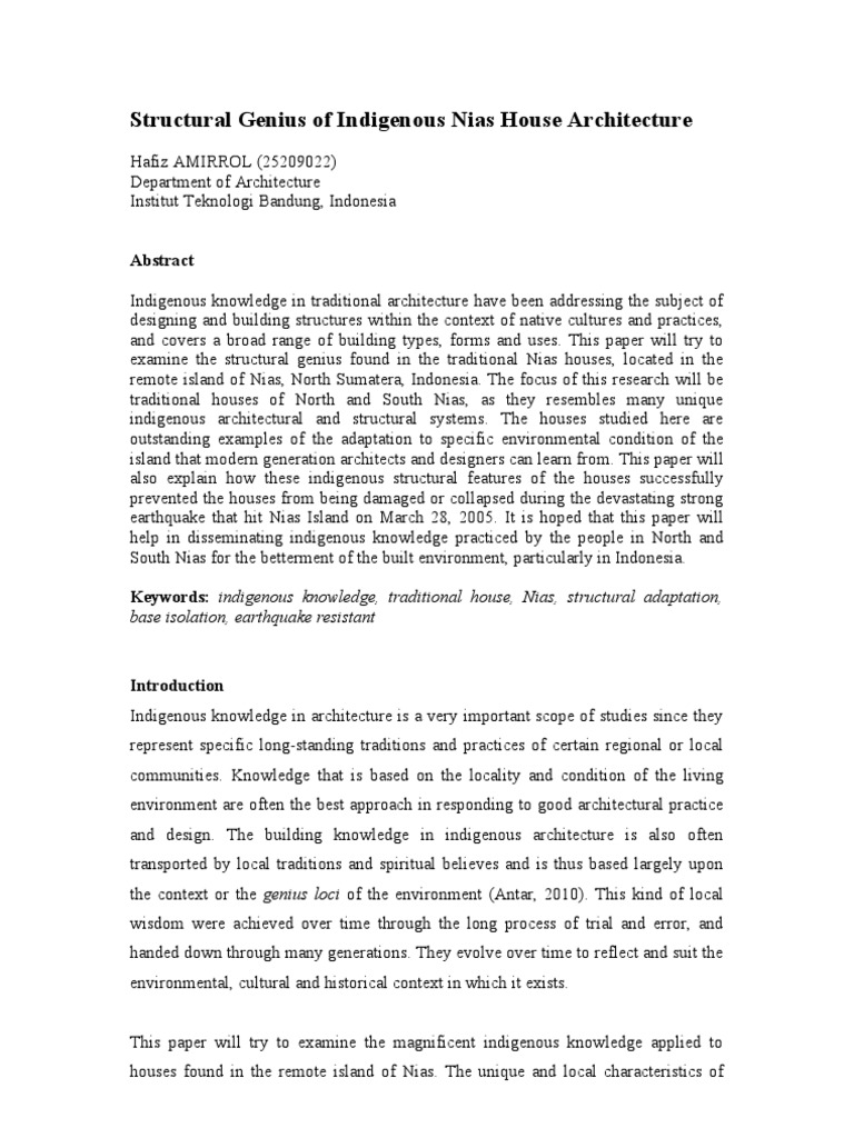 Nias House Architecture: Earthquake-Resistant Design | PDF ...