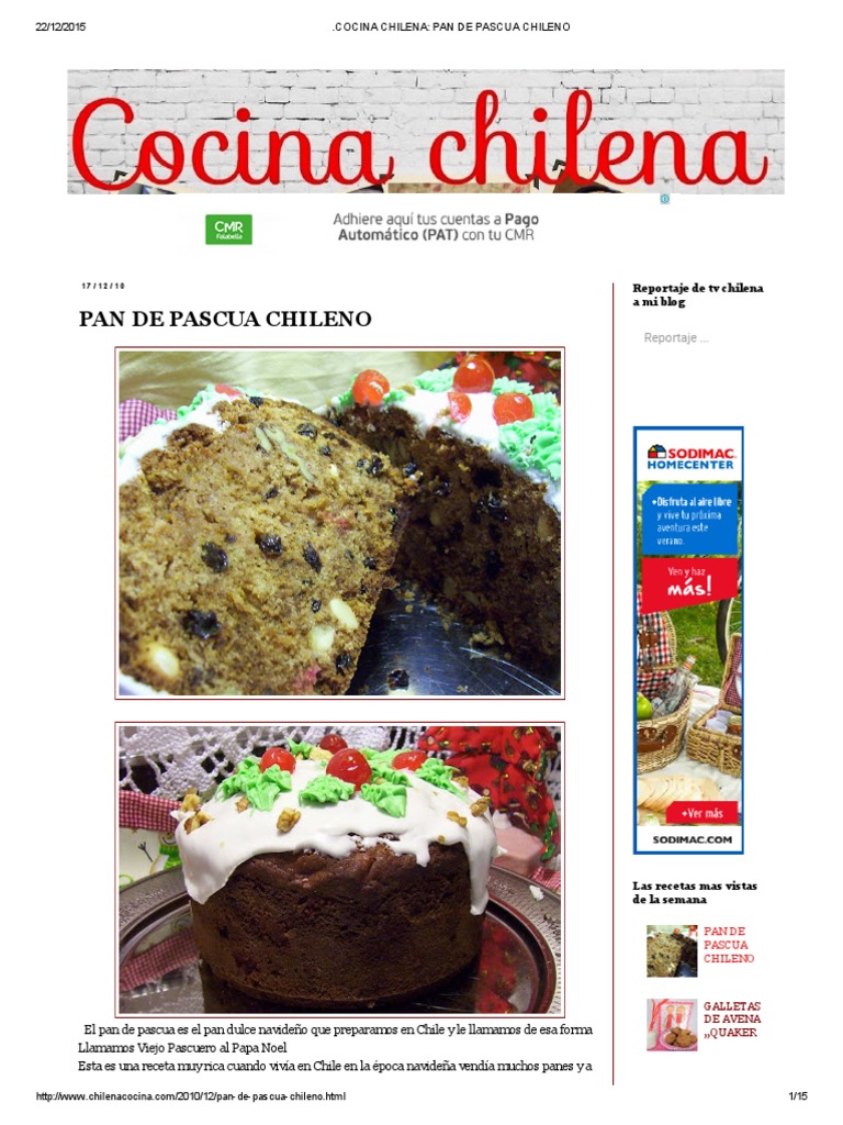Cocina Chilena - Pan de Pascua Chileno | PDF | Magdalena | Panes