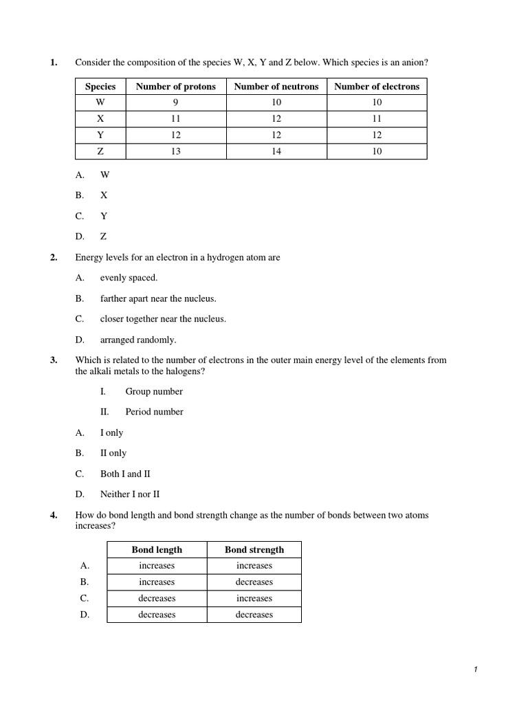 IB HL Chemistry Atomic Structure Questions | PDF | Isotope | Atoms