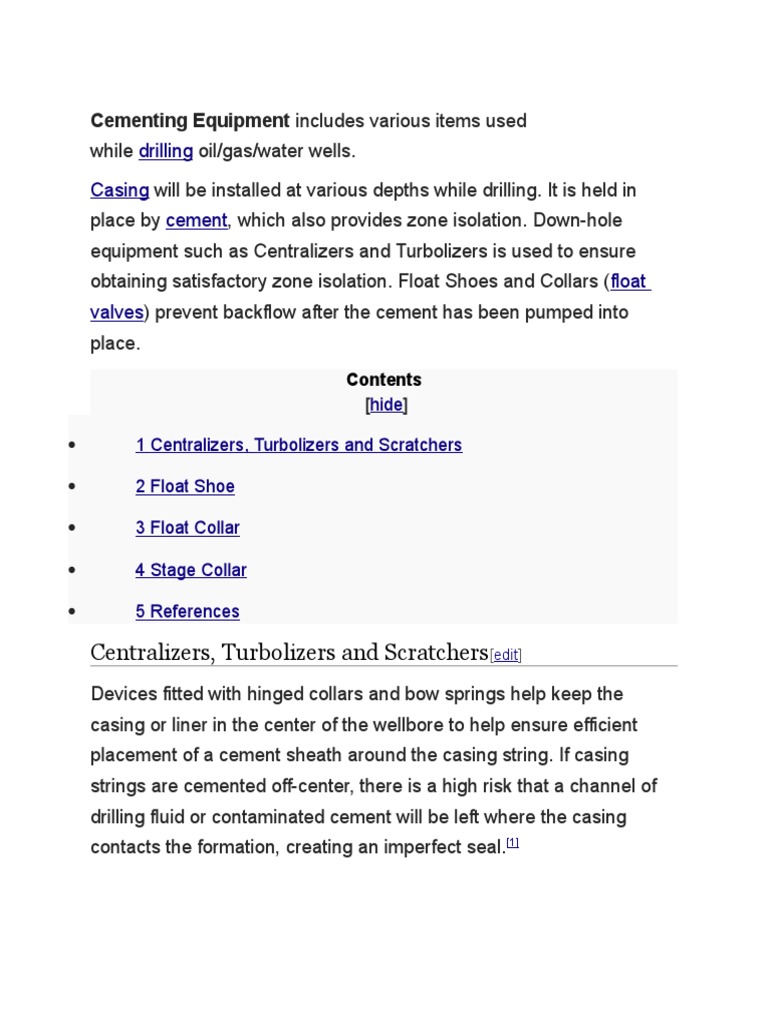 Cementing Equipment | Download Free PDF | Casing (Borehole ...