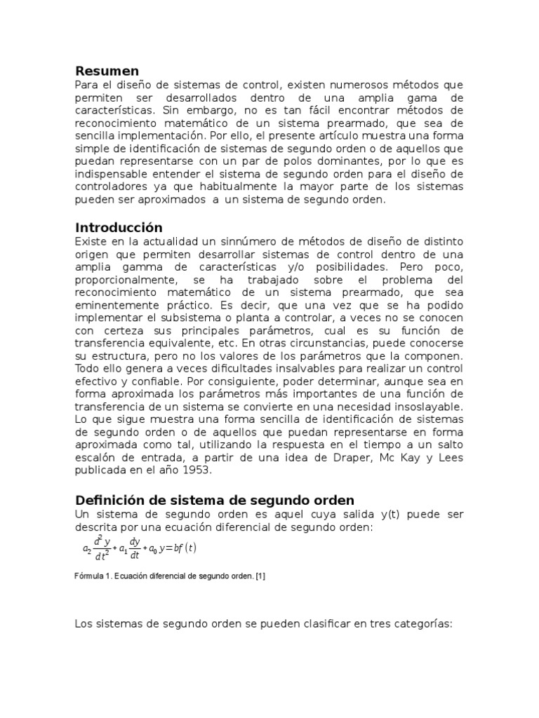 Definición de Sistema de Segundo Orden | PDF | Sistema de control ...