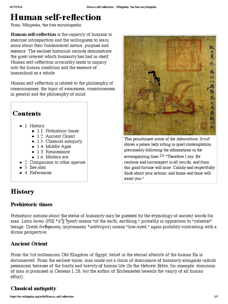 Human Self-Reflection - Wikipedia, The Free Encyclopedia | PDF ...