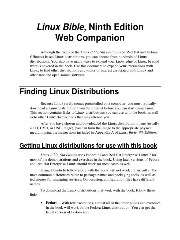 Linux Bible Ninth Edition Web Companion | PDF | Fedora (Operating ...