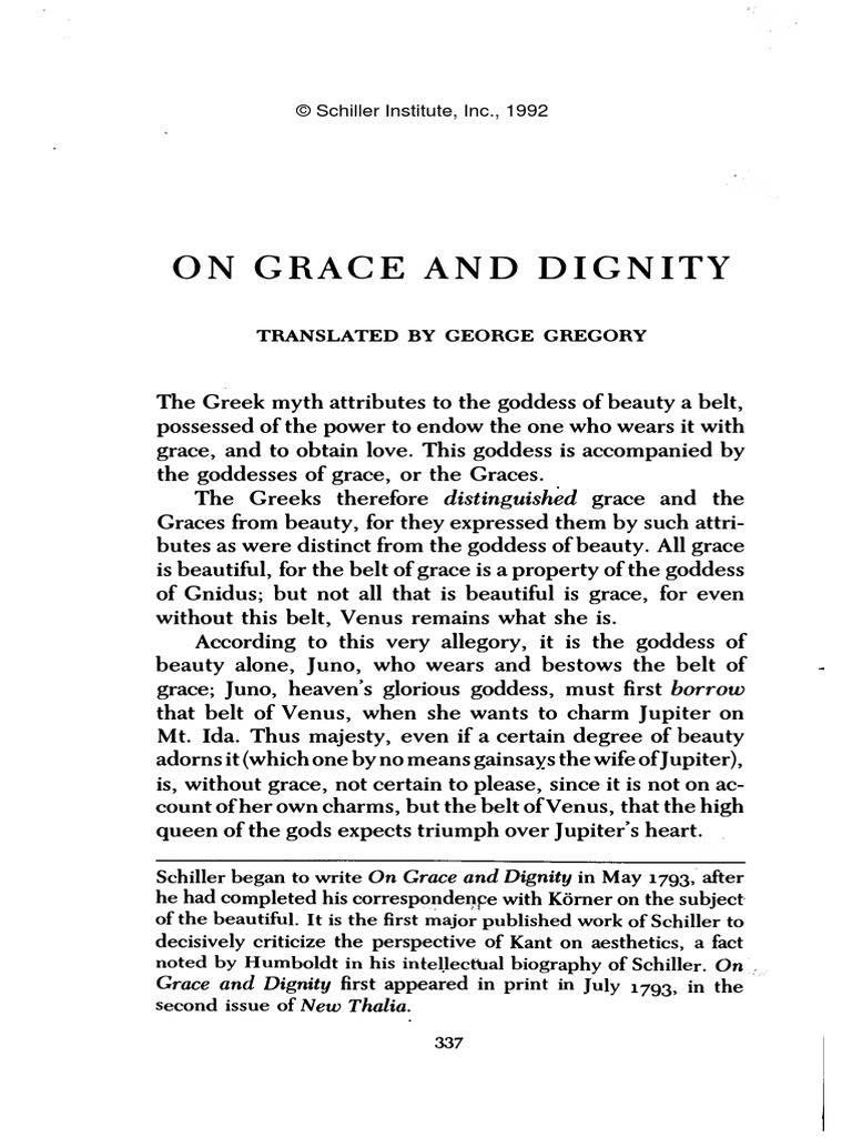 Schiller - On Grace and Dignity | PDF | Perfection | Reason