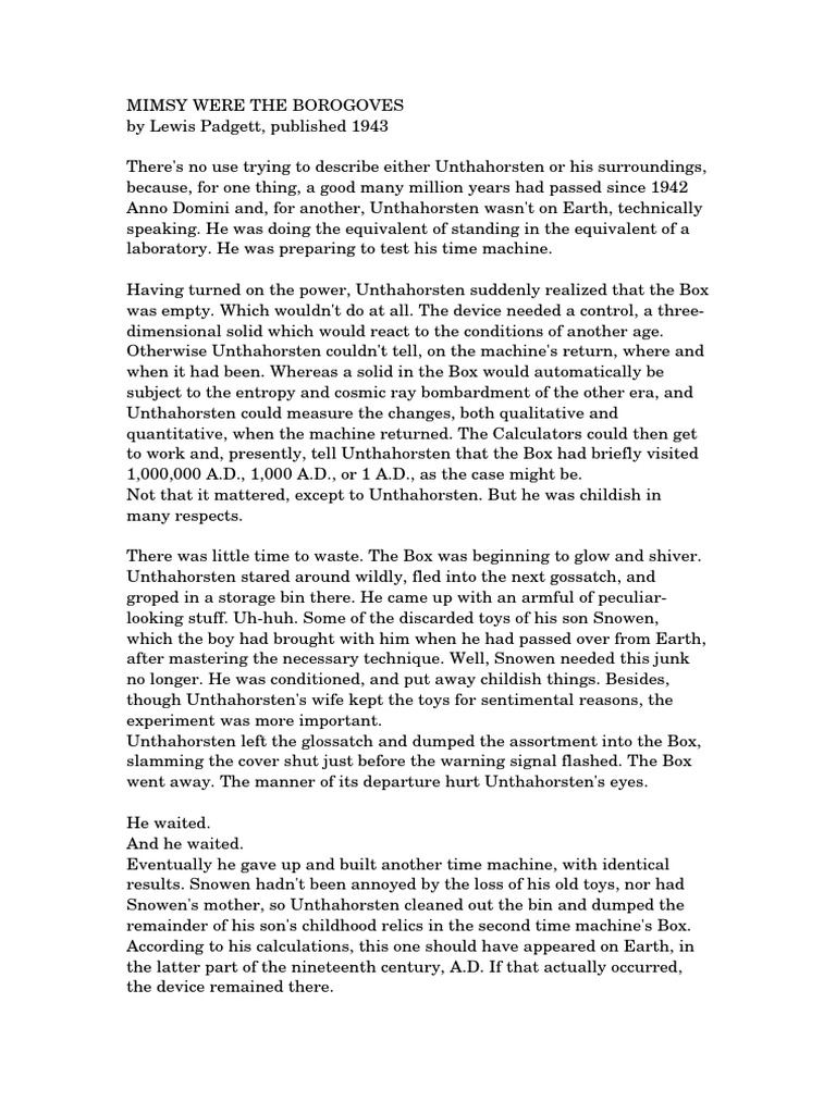 Mimsy Were The Borogoves | PDF | Toys | Geometry