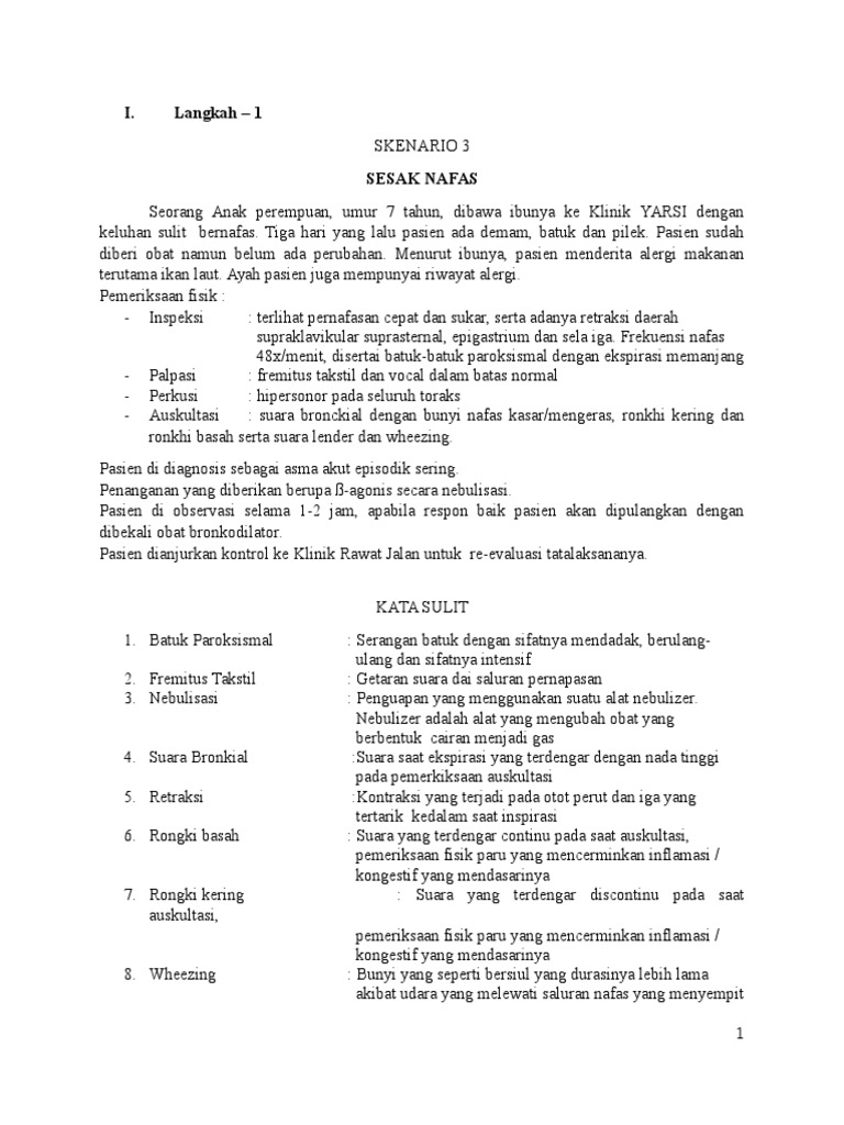 Wrap Up Skenario 3 Blok Respi "Sesak Nafas" | PDF | Kesehatan Holistik