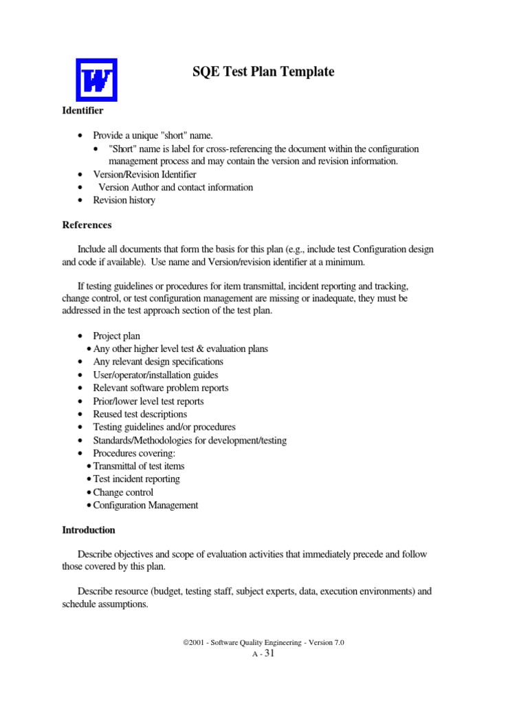s Qe Master Test Plan Template | Specification (Technical Standard ...