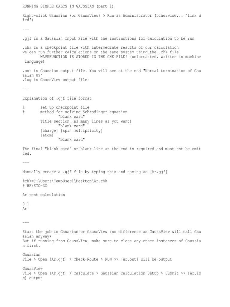 Running Basic Calculations in Gaussian | PDF | Solvation | Hydrogen