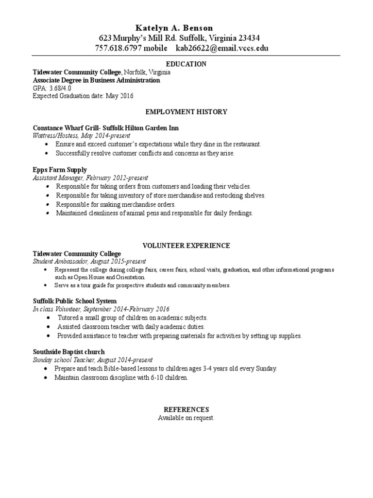 Katelyn Benson's Resume Overview | PDF | Career & Growth | Business