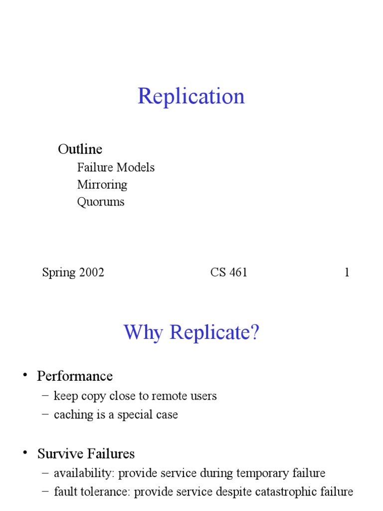 Replication Strategies for High Availability and Fault Tolerance in ... Replication Strategies for High Availability and Fault Tolerance in ...