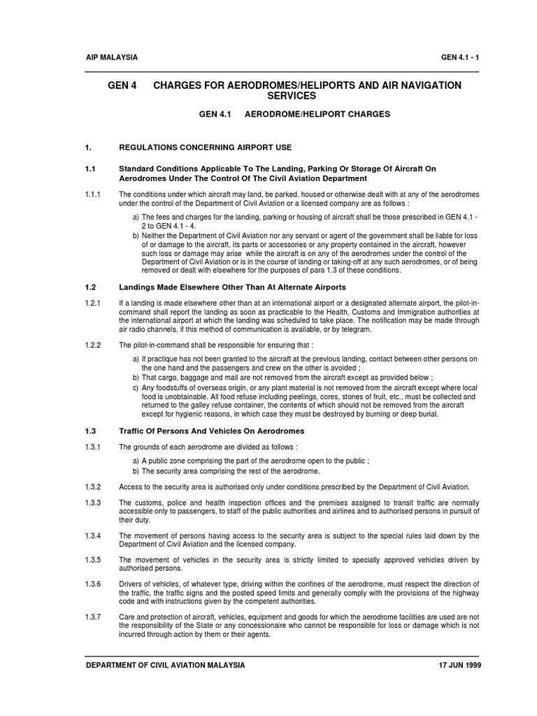 Aerodrome Heliport Charges | PDF | Airport | Traffic