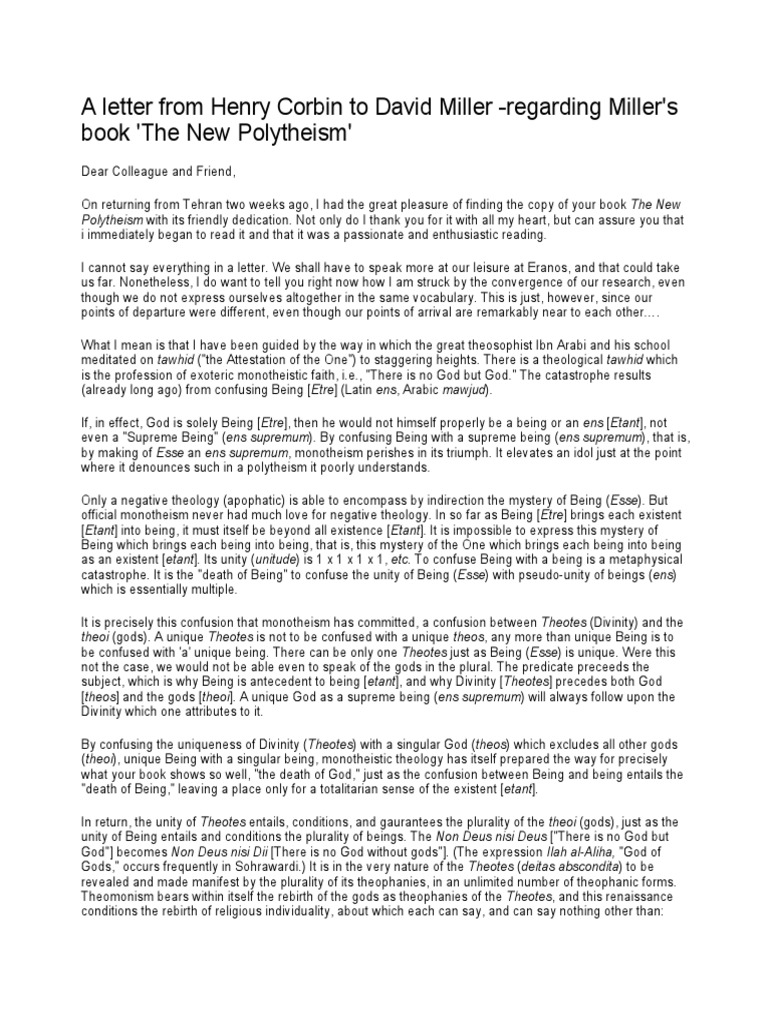 Corbin Letter | PDF | Tawhid | Monotheism
