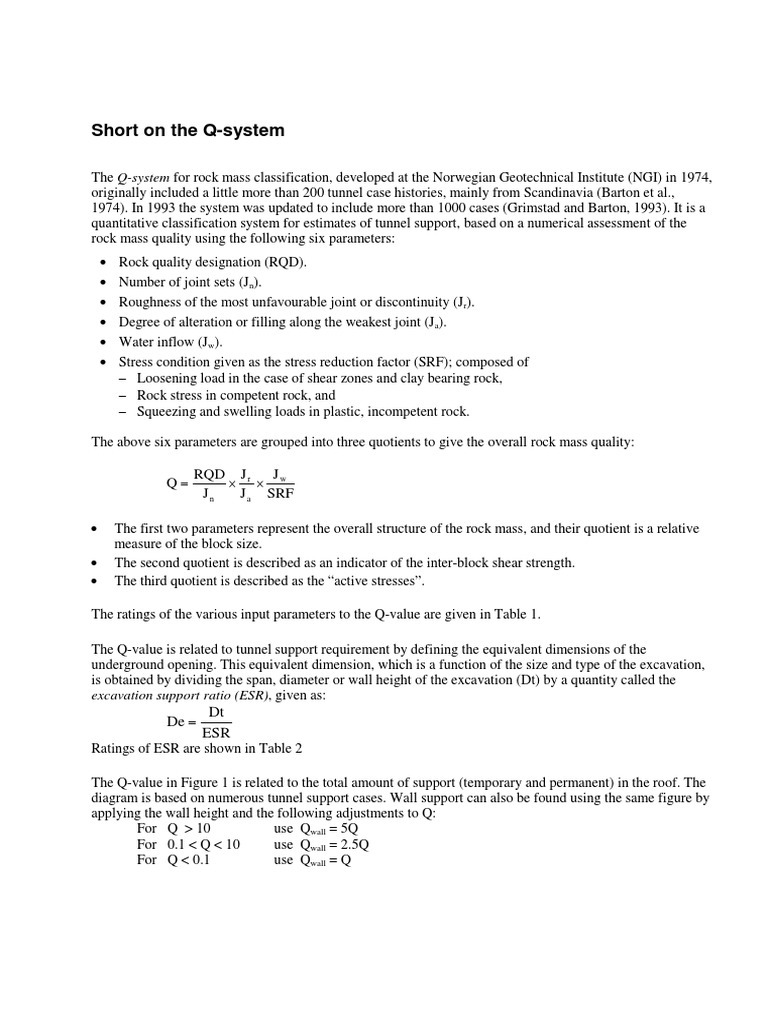 Short On Q-System | PDF | Stress (Mechanics) | Sand