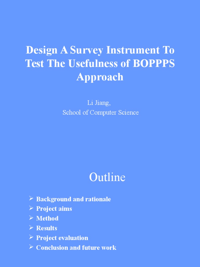 BOPPPs | Survey Methodology | Learning