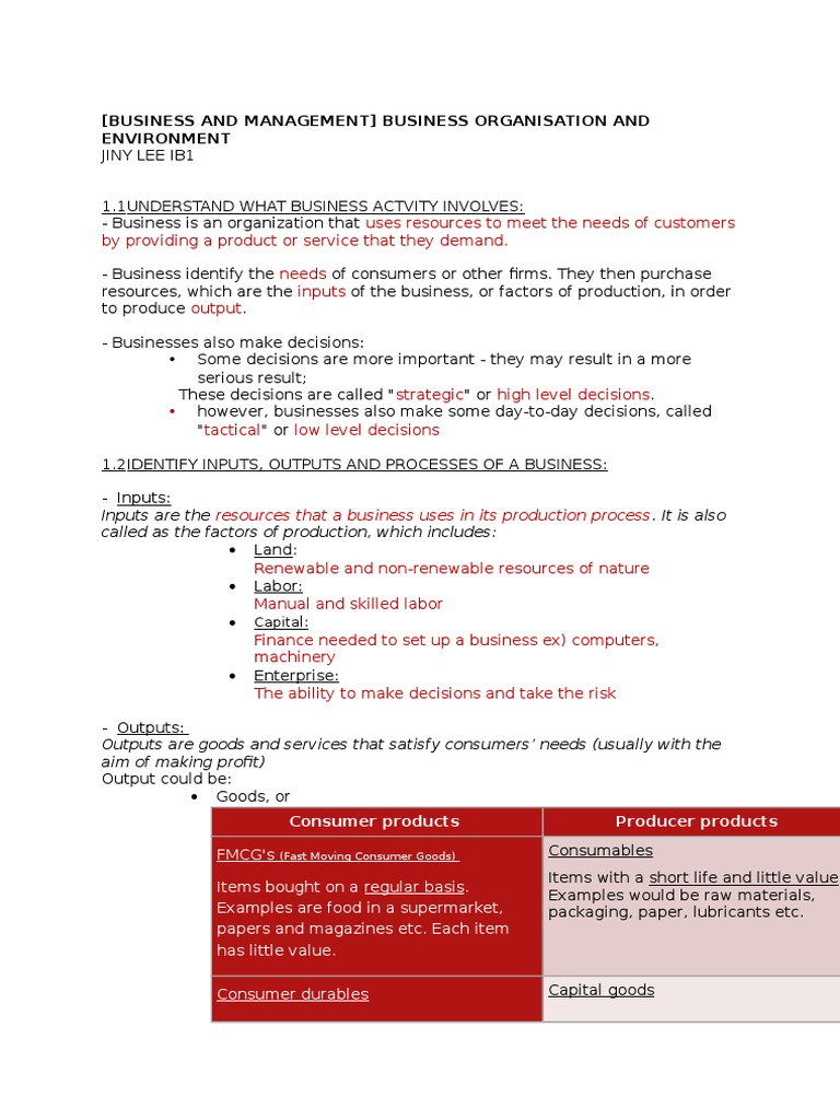IB Business Management Overview | PDF | Chief Executive Officer | Marketing