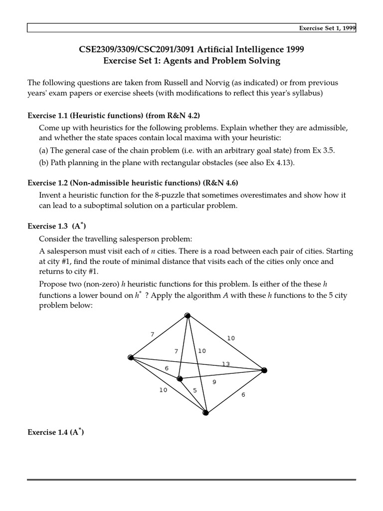 Exercise Set 1: Heuristics for Problem Solving and Search Algorithms ...