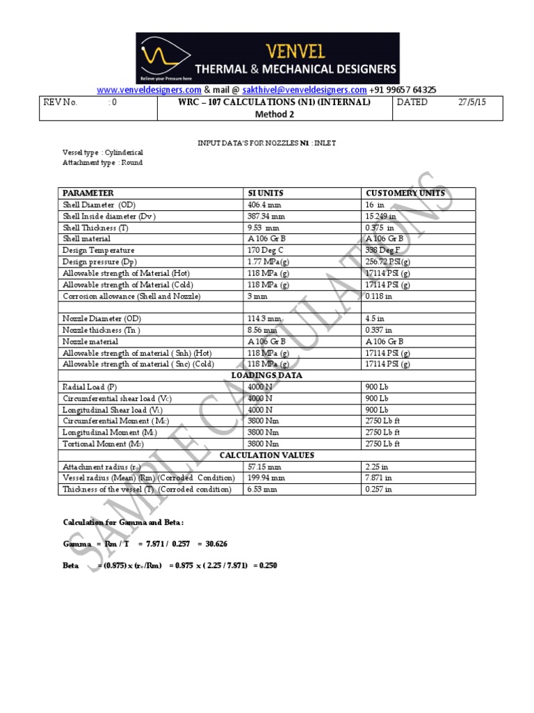 WRC 107 Calculations | PDF | Solid Mechanics | Chemical Product Engineering