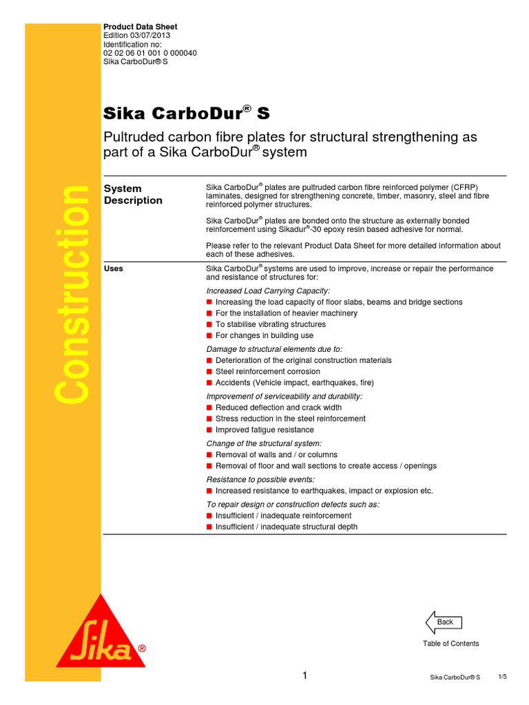 Sika Carbodur S Pds en | PDF | Structural Steel | Fibre Reinforced Plastic