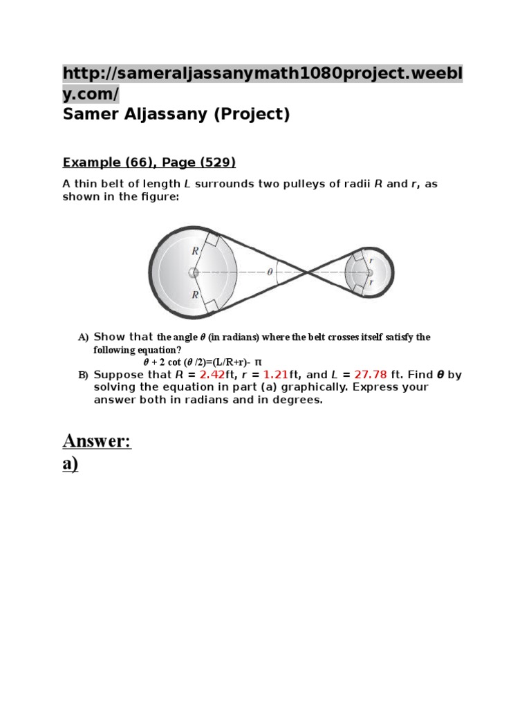 Belt-Pulley Angle Calculation Guide | PDF | Teaching Methods & Materials