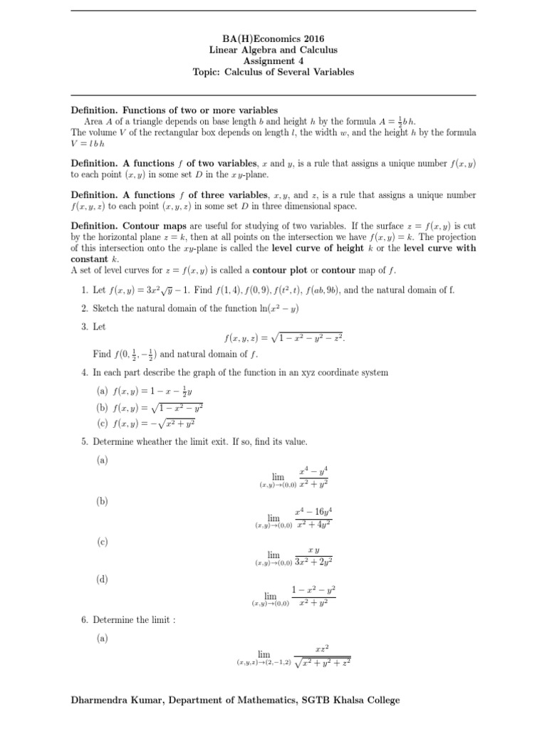 Functions of Several Variables | PDF