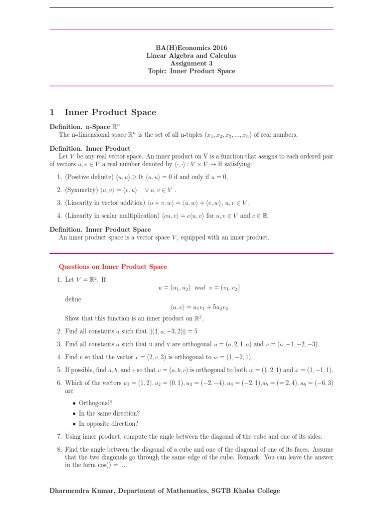 Inner Product Space | PDF | Matrix (Mathematics) | Mathematical Relations
