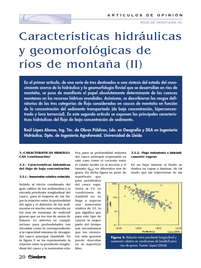Caracteristicas Hidraulicas y Geomorfologicas de Rios de Montaña | PDF ...