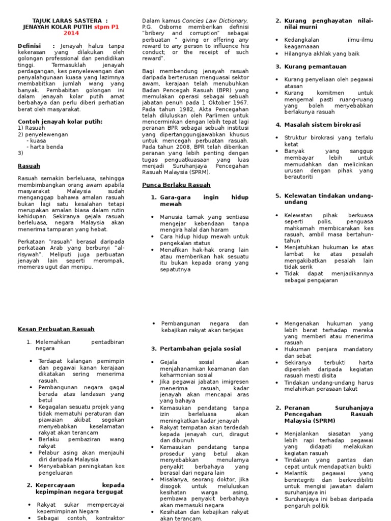Nota Jenayah Kolar Putih | PDF