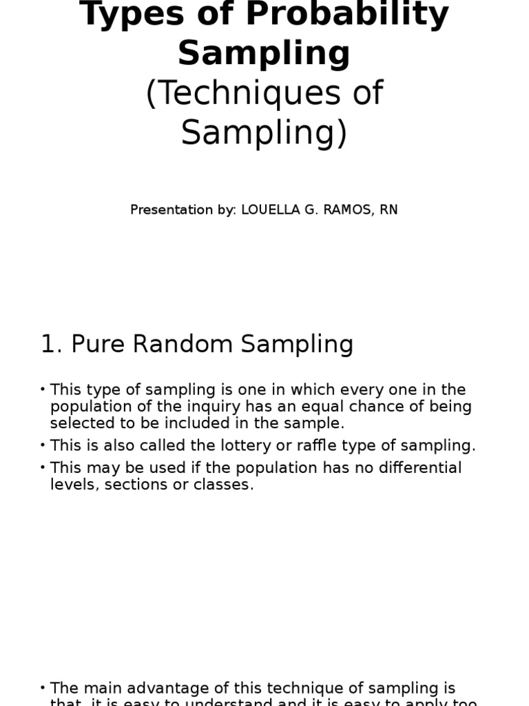 Types of Probability Sampling | PDF | Stratified Sampling | Sampling (Statistics)