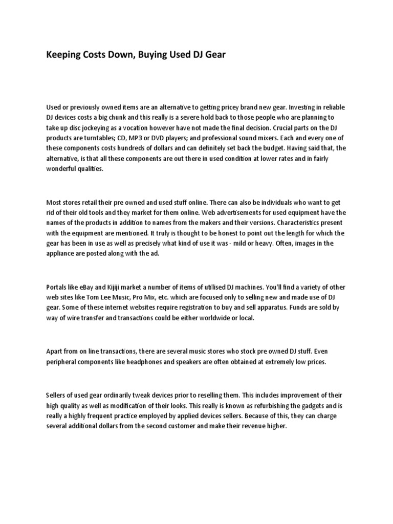 Keeping Costs Down | PDF | Sales | Disc Jockey